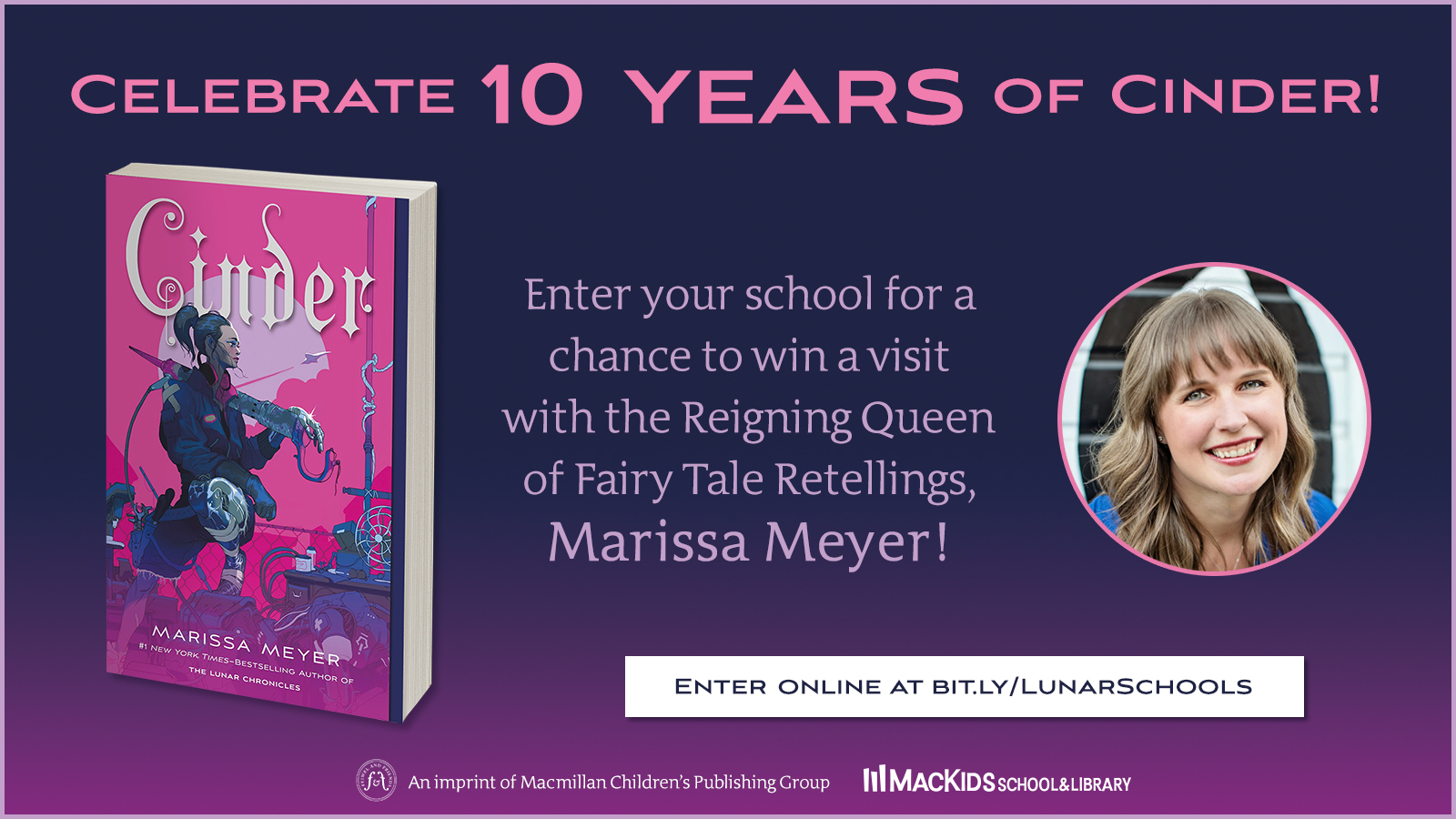 Cinder 10th Anniversary Author Visit Sweeps – MacKids School & Library